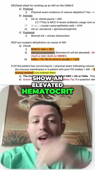 Diagnosing Dehydration-Induced AKI - HY Renal for Surgery Shelf & USMLE Step 2/3 - YouTube