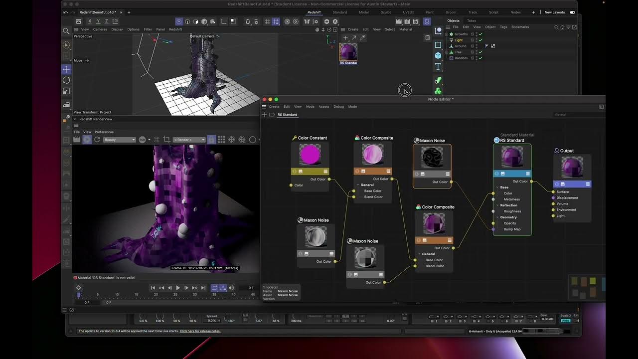 C4D Redshift 2023: Material Nodes adding Bump Maps - YouTube