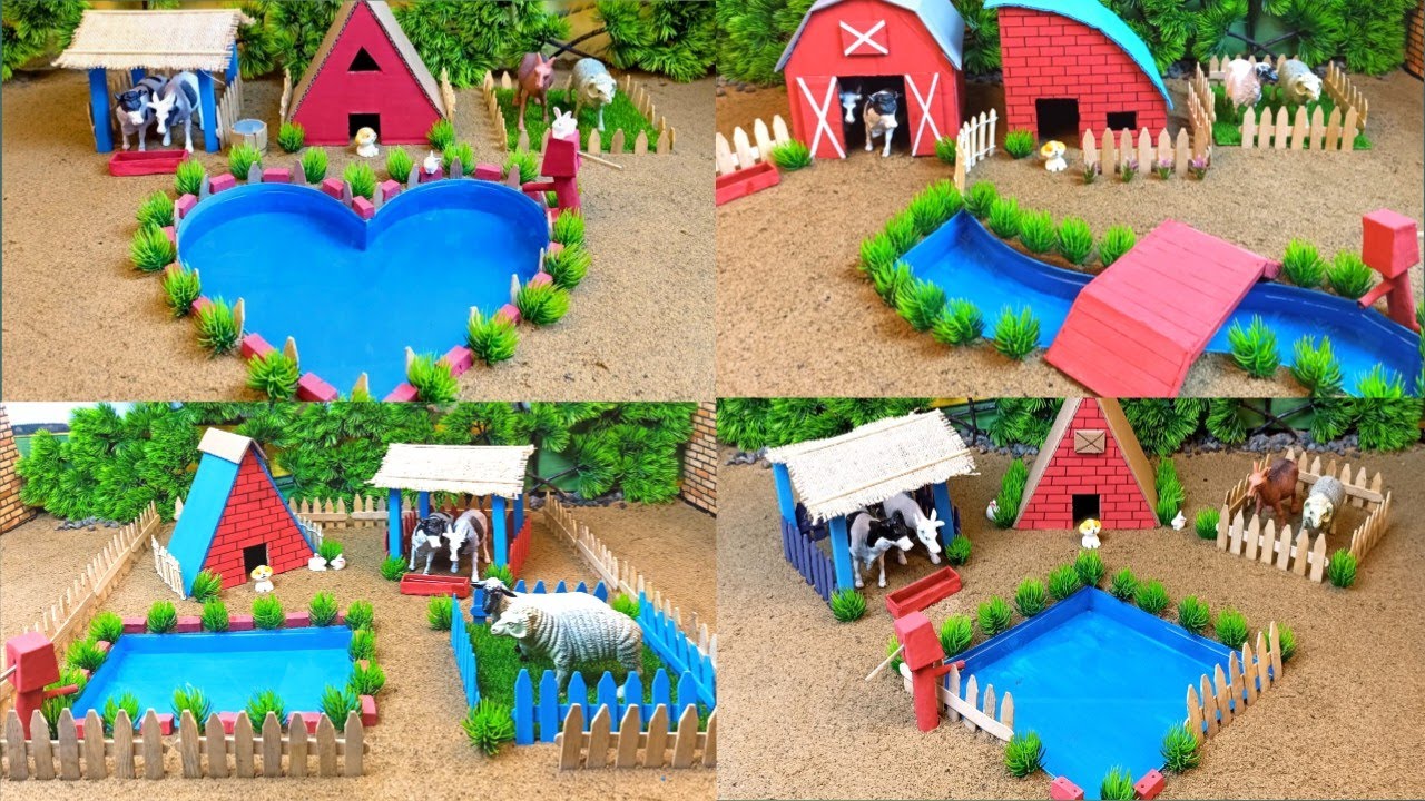 TOP DIY Mini Farm Diorama with Mini House for Cows, Sheep | Simple ...
