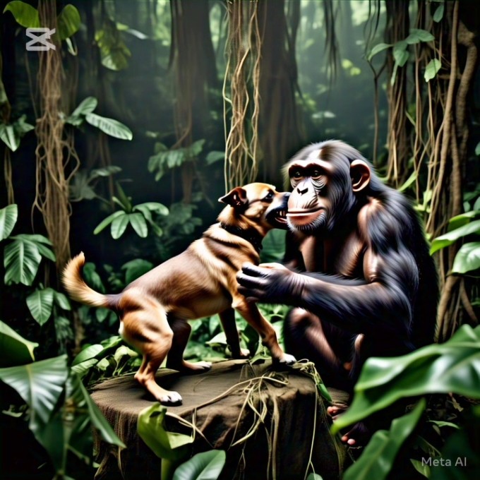 Dog and chimpanzee fight - YouTube