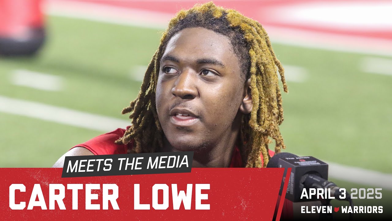 Carter Lowe touches on his adjustment to college, learning from new OL coach Tyler Bowen - YouTube