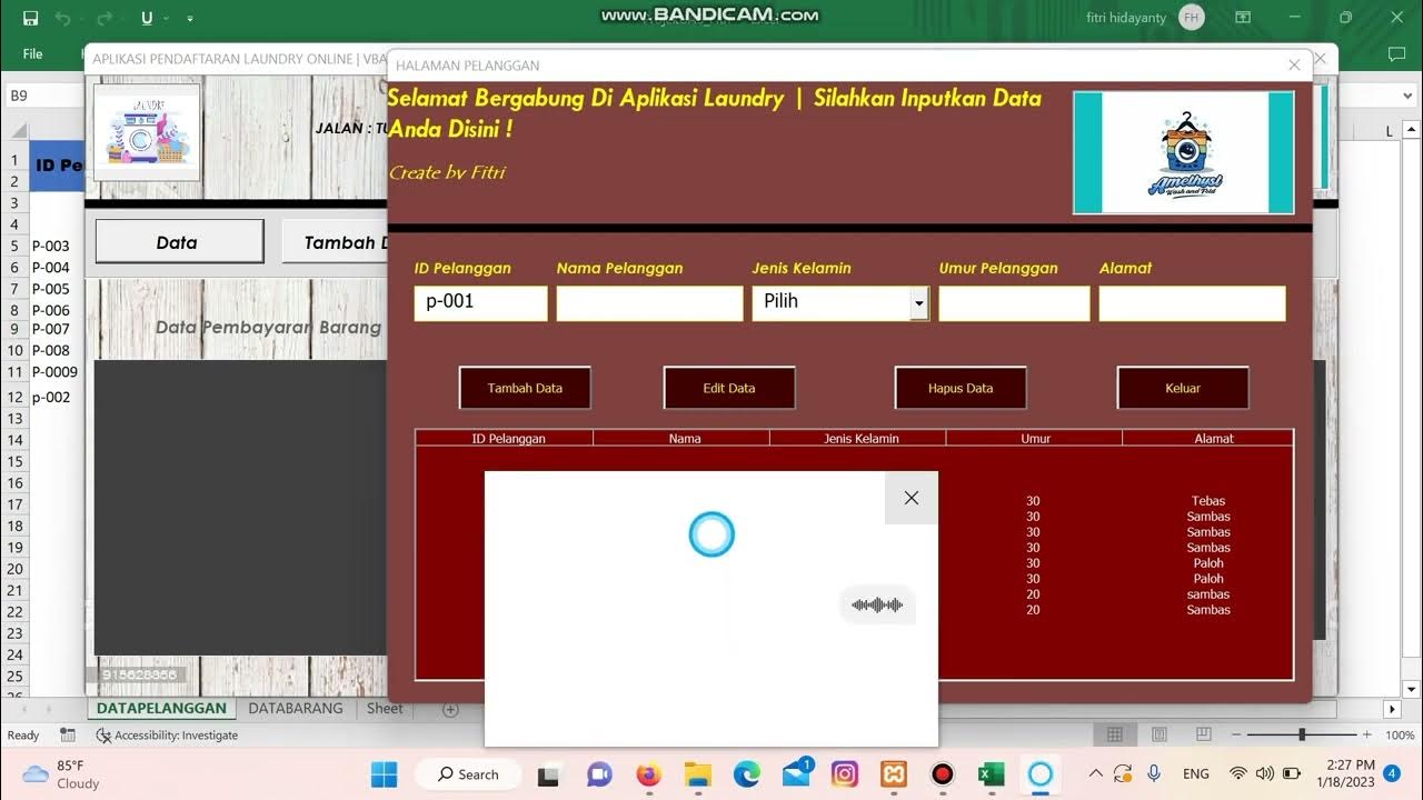 Aplikasi Laundry Online Menggunakan Vba Excel Youtube