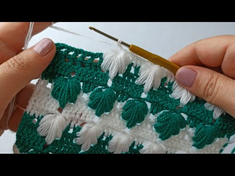TIĞ İŞİ ÇINAR YAPRAKLARI ( lif, battaniye modeli) easy crochet