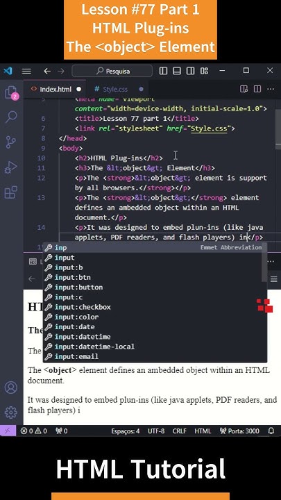 Html Tutorial Lesson 77 Html Plug Ing The Object Element Part 1 Html5 Htmltutorial Js 
