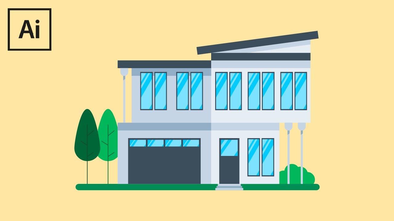 Adobe Illustrator CC Tutorial Flat Design - Flat Design House #2 - YouTube