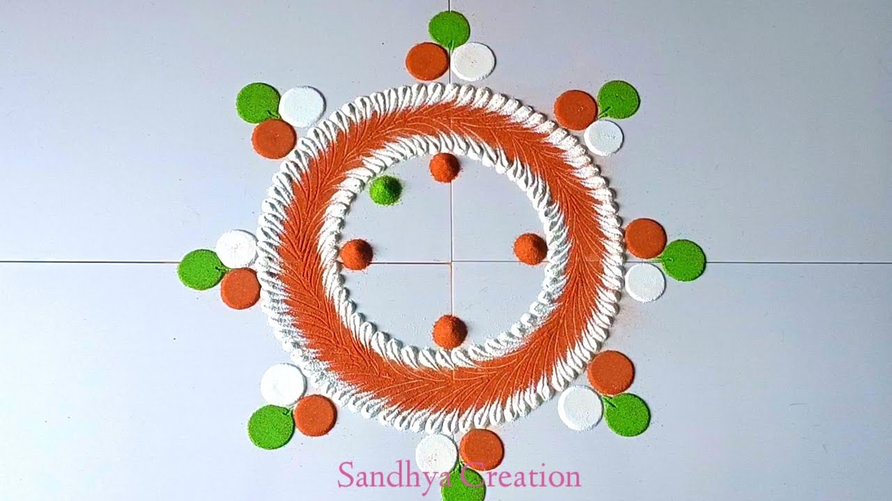 15 August Rangoli | Easy Rangoli For Independence Day | Navratri ...