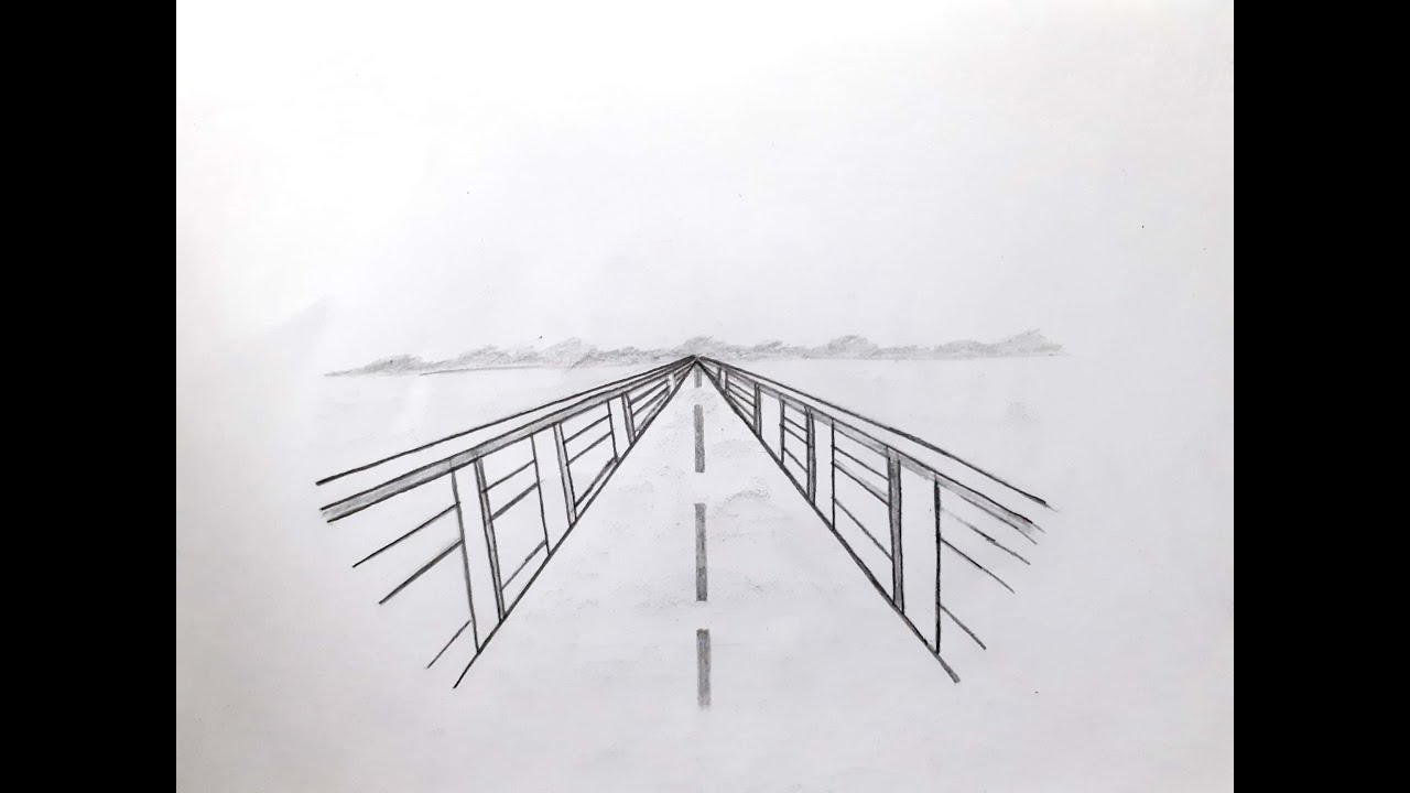 How to draw a bridge in perspective | Simple perspective drawing ...