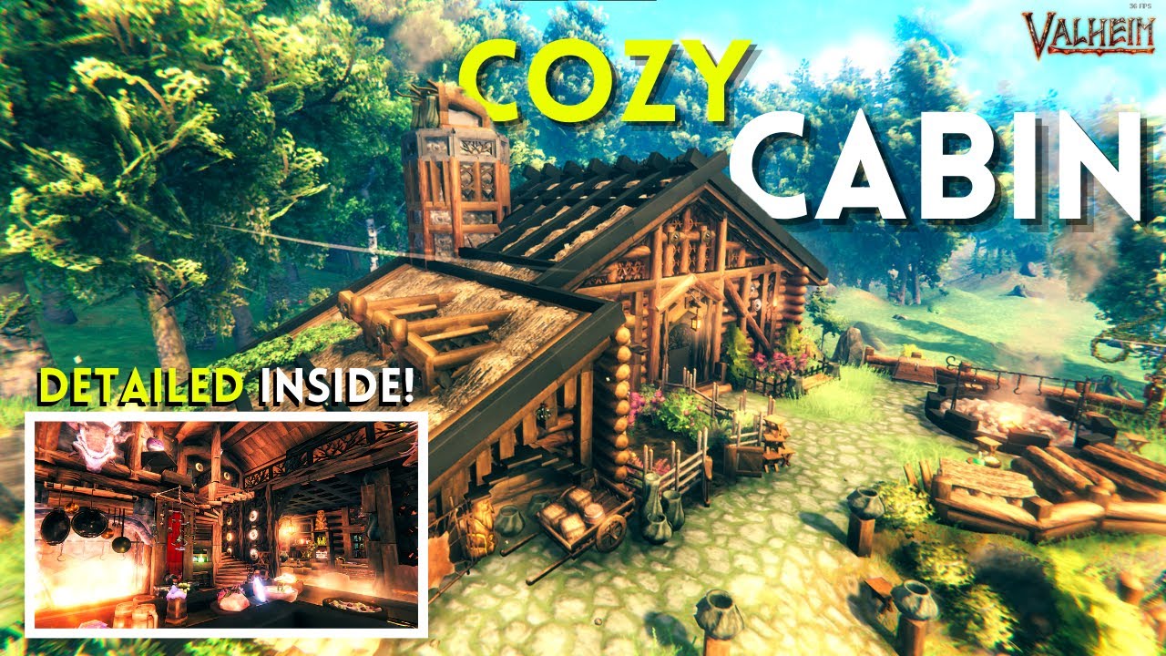 BEAUTIFUL Cozy Cabin - Valheim Vanilla Build - YouTube