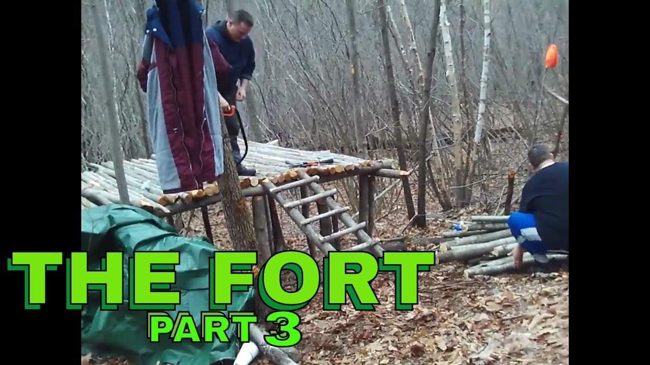 How to Build an Awesome Fort/base in the Woods! Part 3 BUSHCRAFTING ...