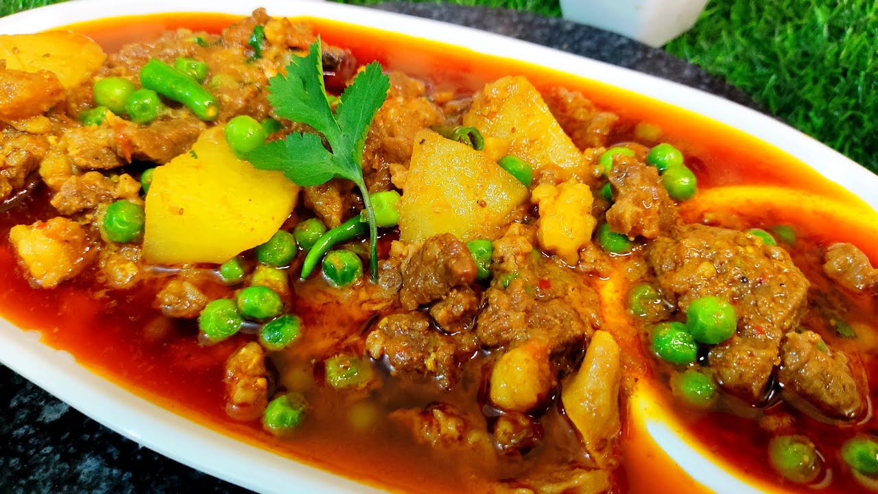 Aloo Matar Keema Recipe | Keema Aloo Matar Recipe | Dhaba Style Matar ...