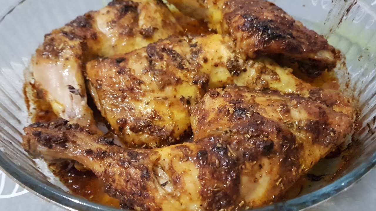 Cuisses de poulet rôties au four avec une superbe marinade - YouTube