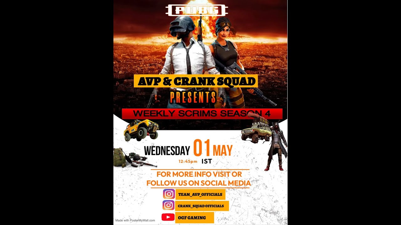 #AVP & CRANK SQUAD DAILY GLOBAL SCRIMS SEASON 4 DAY 1 MATCH⚡OGF GAMING ...