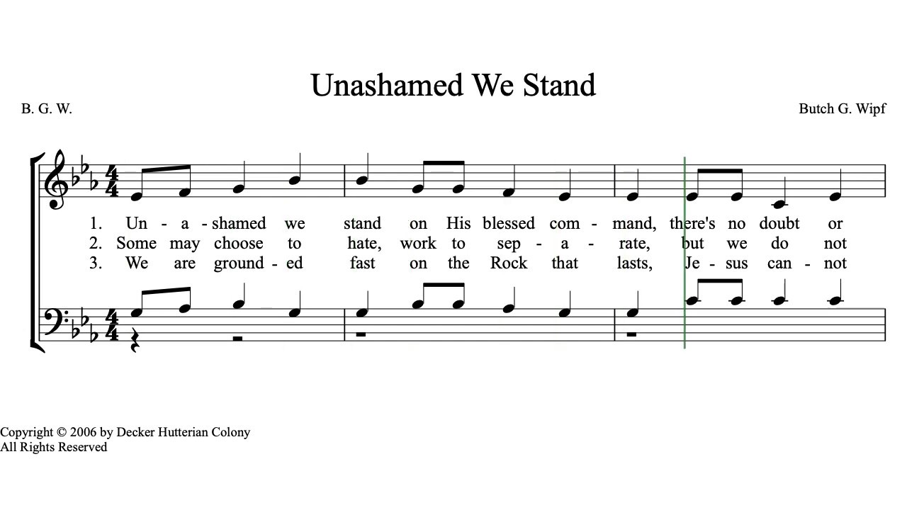 Unashamed We Stand (a Hutterite Hymn) - YouTube