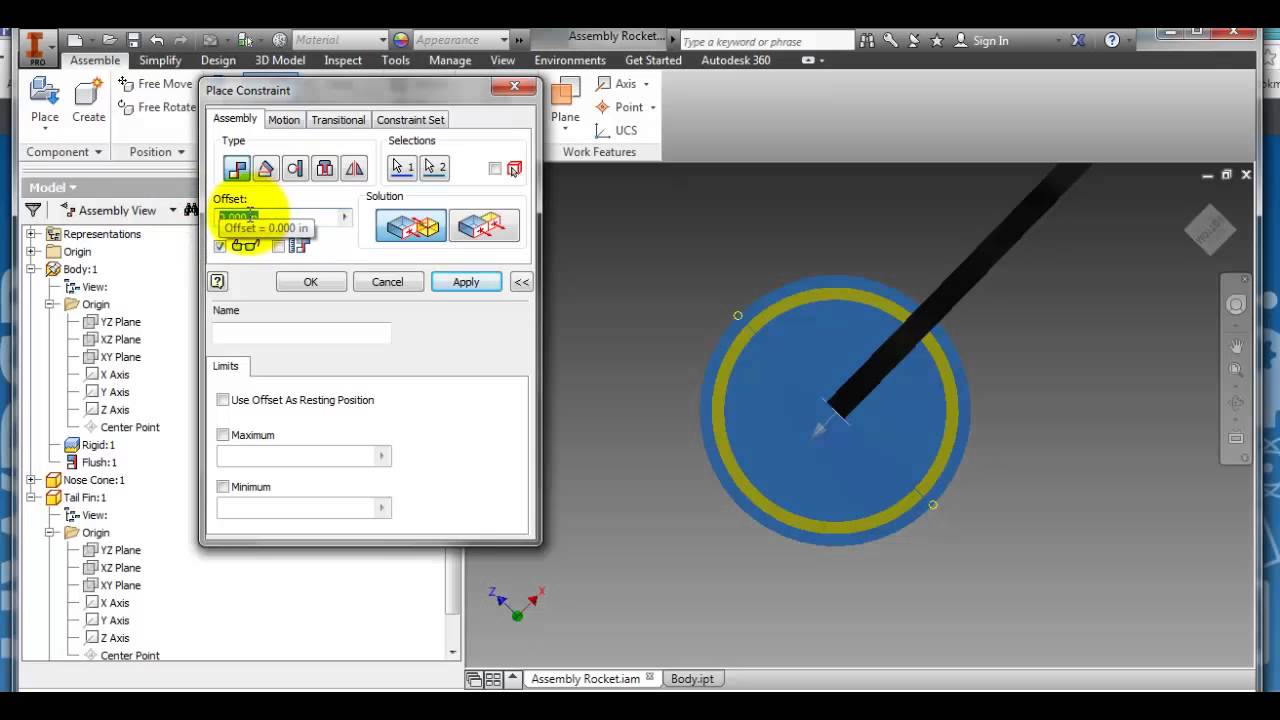 Inventor 2014 Rocket Tail Fins Assembly using Pattern - YouTube