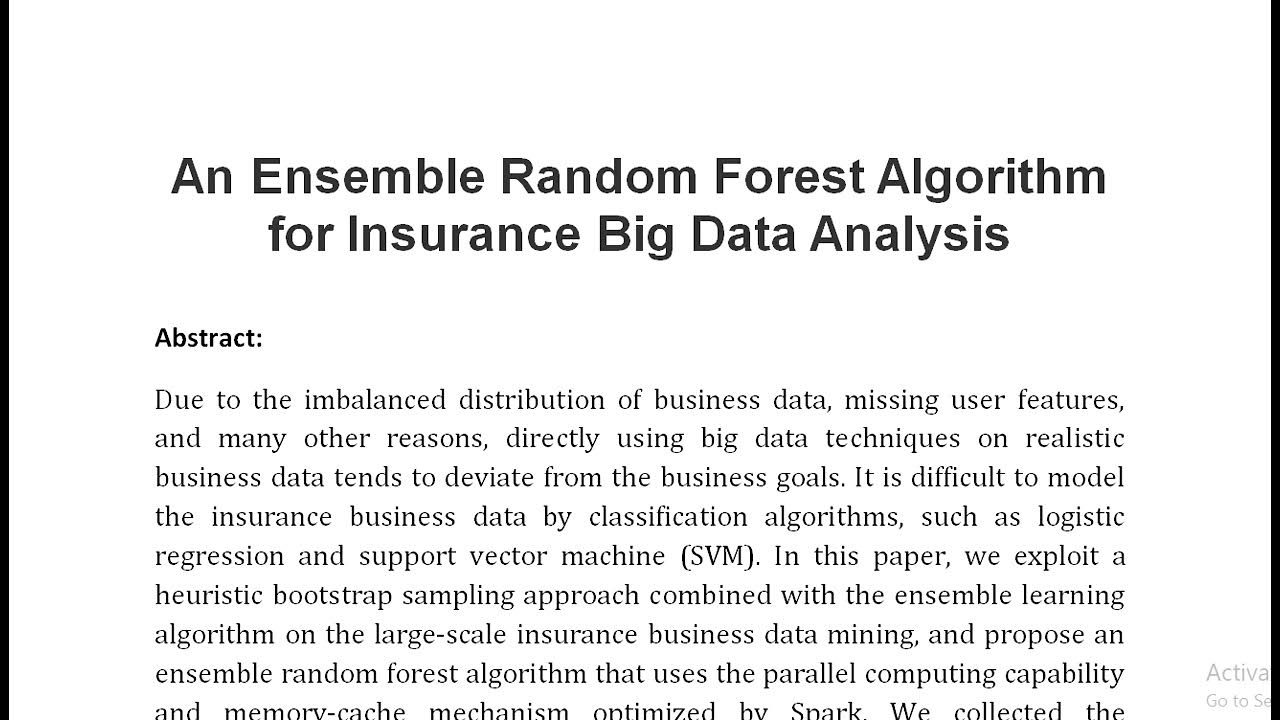 An Ensemble Random Forest Algorithm for Insurance Big Data Analysis - YouTube