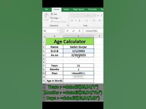 Instantly Calculate Your Age in Excel! How to Calculate Age in Excel using DatedIF - YouTube