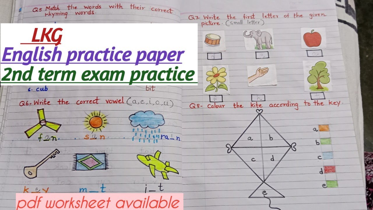 Lkg English practice test paper/English test paper for 2 nd term exam ...