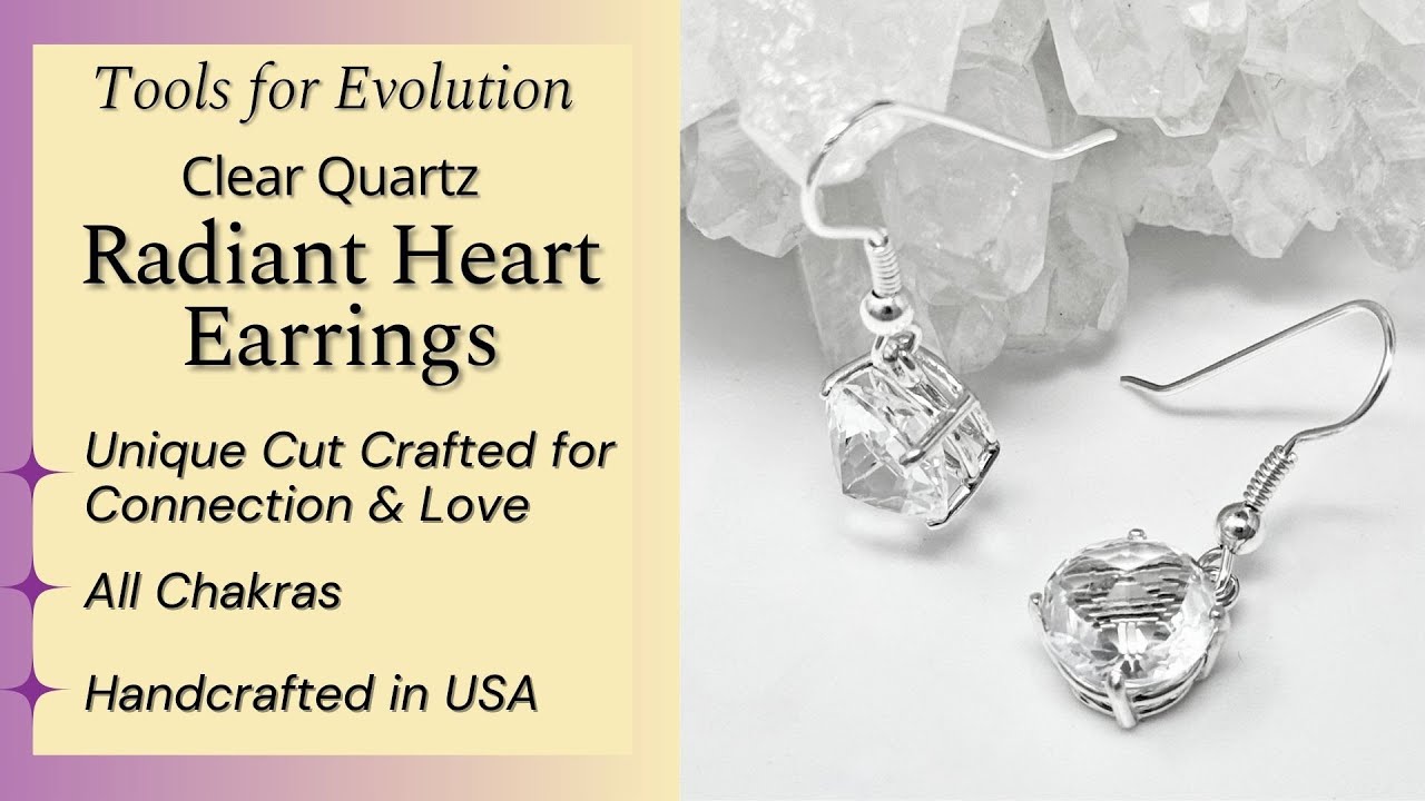 Clear Quartz Radiant Heart Earrings - YouTube