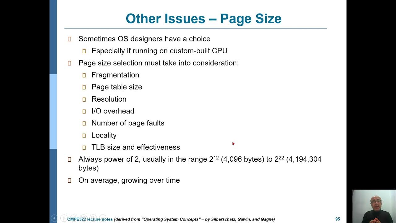 CMPE322 (Operating Systems): Ch8&9, Part 9 - Prepaging, Page Size, TLB Reach, Programming, Page ...