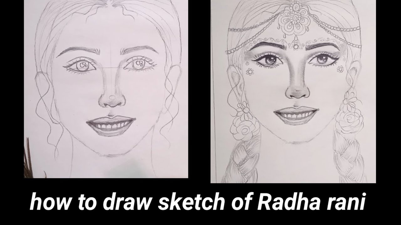 how to draw sketch of Radha Rani || easy way step by step || lovely ...