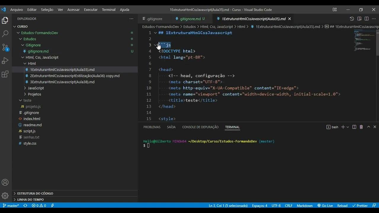 vsCode - Alteração colinha [gitignore] (#48) - YouTube