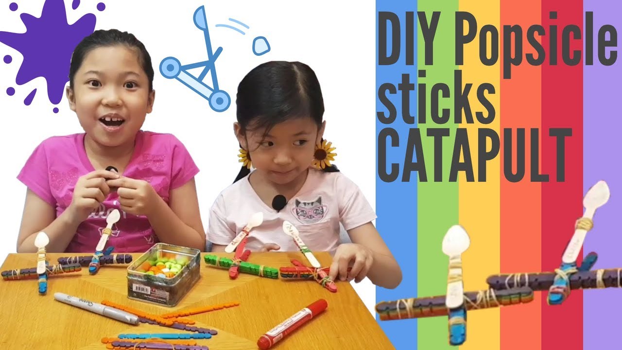 Vlog017 DIY Popsicle Sticks Catapult | Strong launch slingshot toy for ...