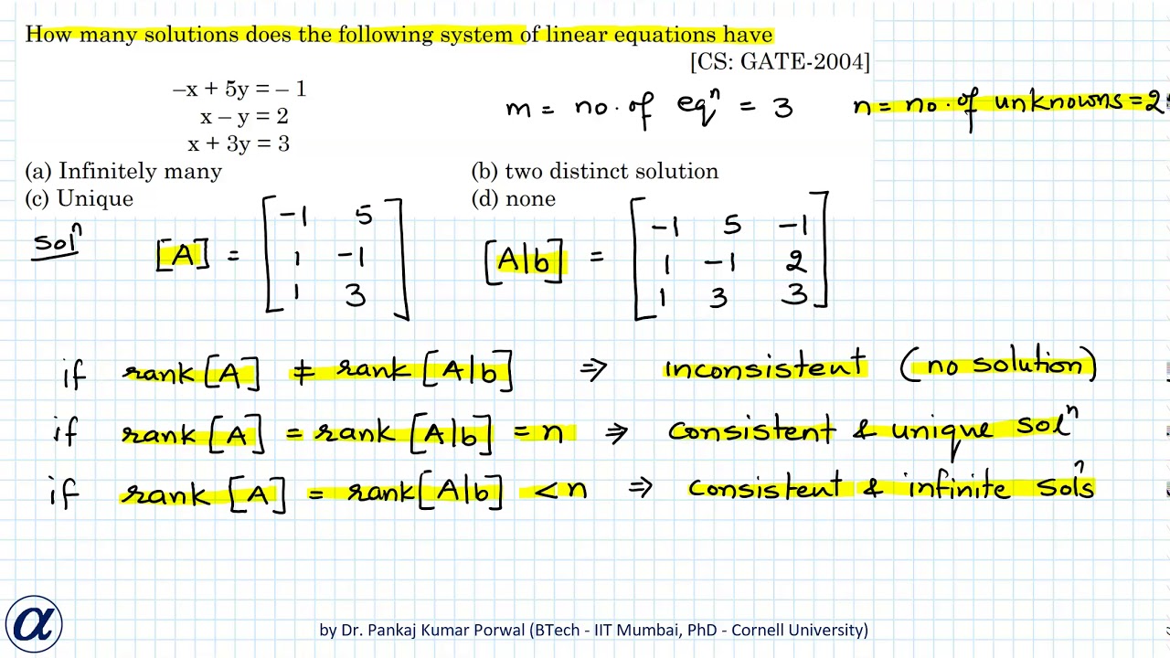 How Many Solutions Does The Following System Of Linear Equations Have