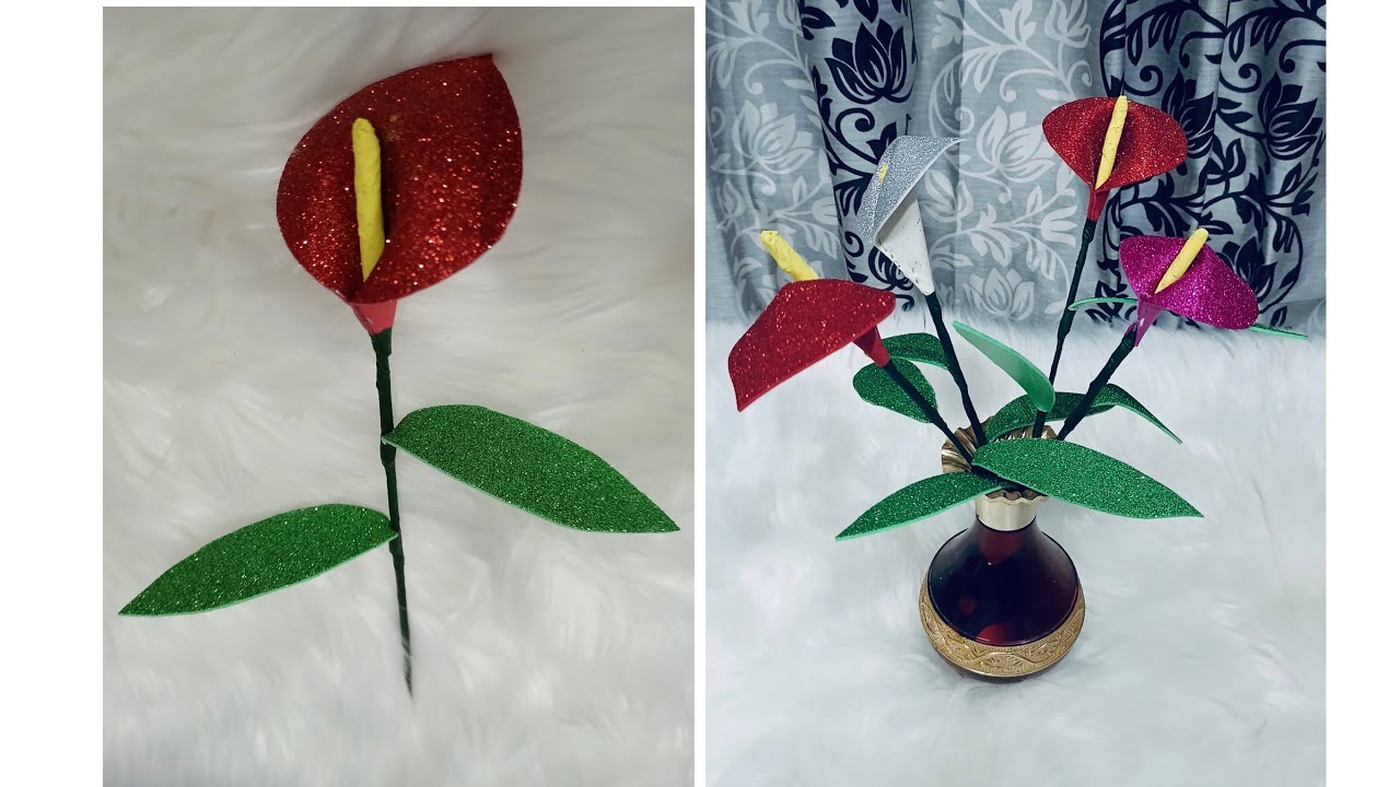 Handmade calla Lily flower/DIY/5-craft/ easy flower making/ glitter ...