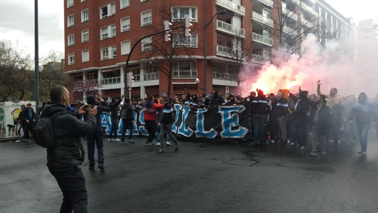 Los Ultras del Olympique de Marsella, en las Calles de Bilbao - YouTube