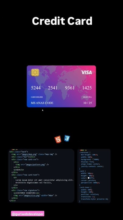 Credit Card Design Css Coding Code Javascript Html Ytshorts Shorts Viralvideo Webdesign 7147