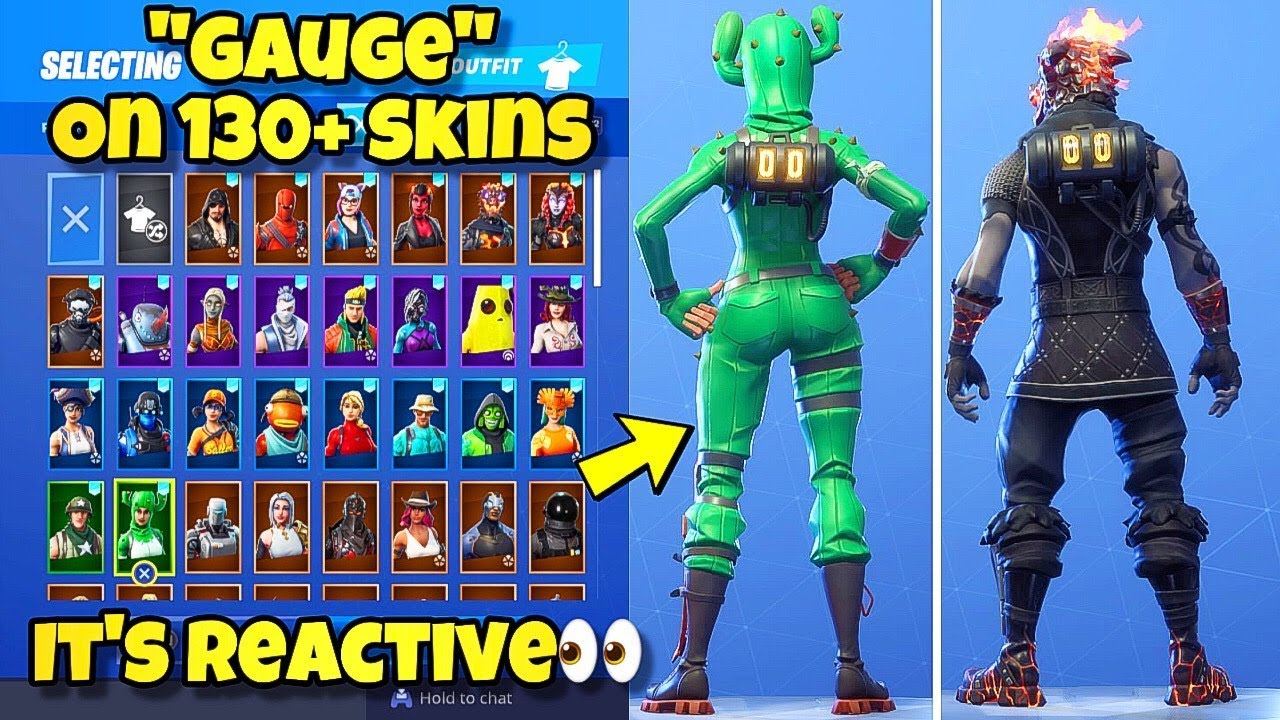 NEW "GAUGE" BACK BLING Showcased With 130+ SKINS! Fortnite Battle ...