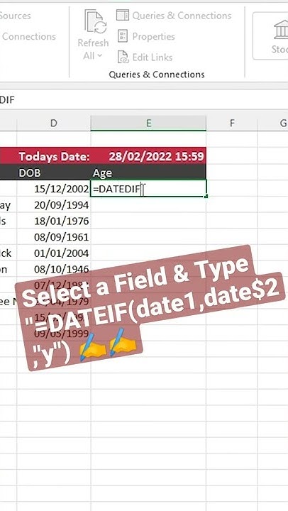 Microsoft Excel | Date Difference Function | Tips & Tricks - YouTube
