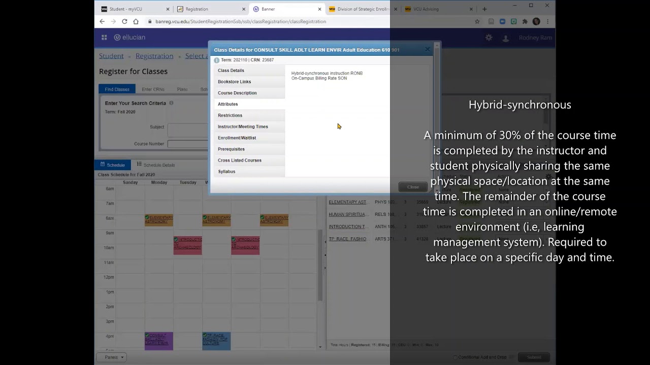 How to view course modalities in Banner 9 - YouTube