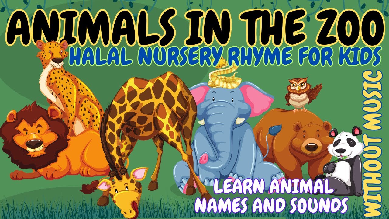 Animals in the Zoo| Nursery rhyme without music| Learn animal names and ...