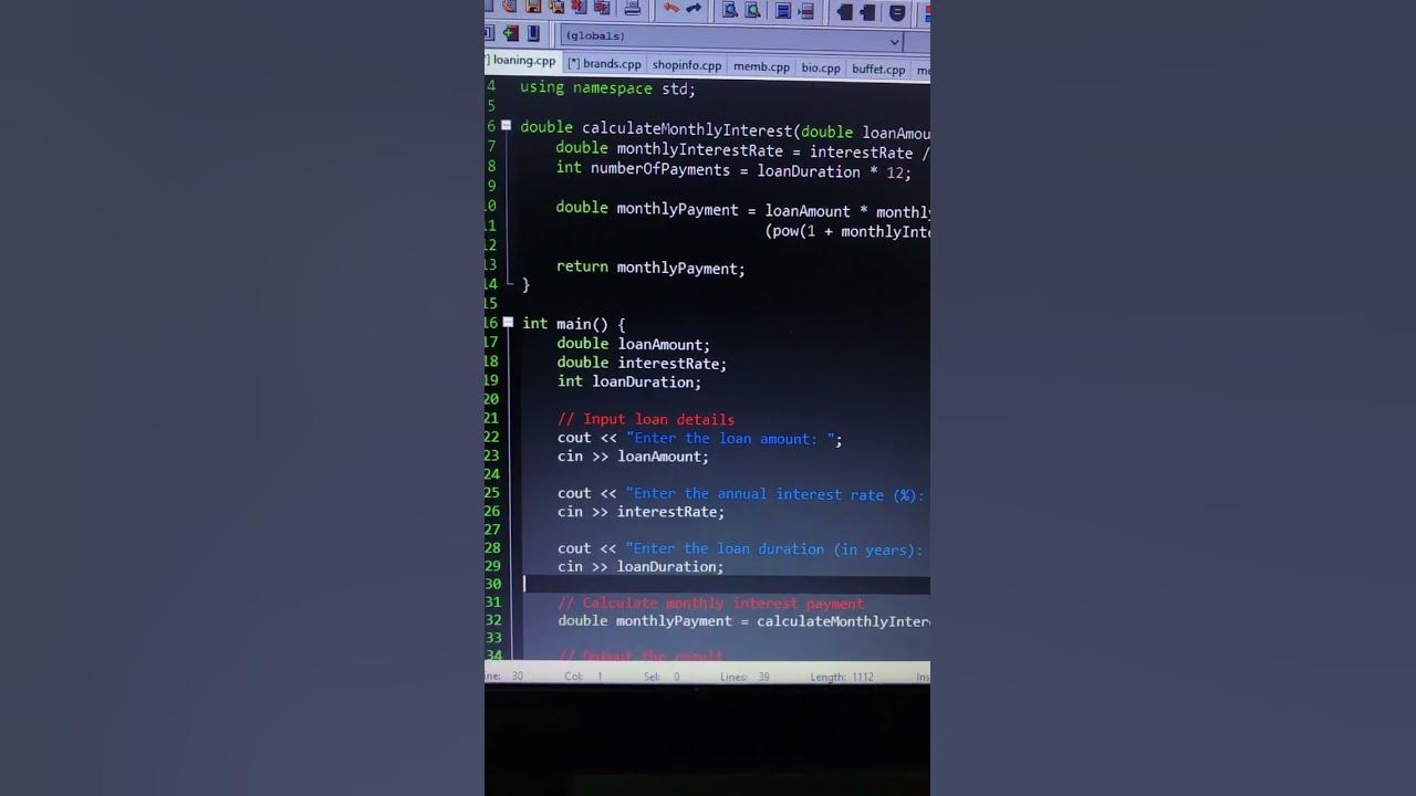 C Loan Input Coding Cpp Code Codemasters Coderstokyo Codinglife Codingninja Coders