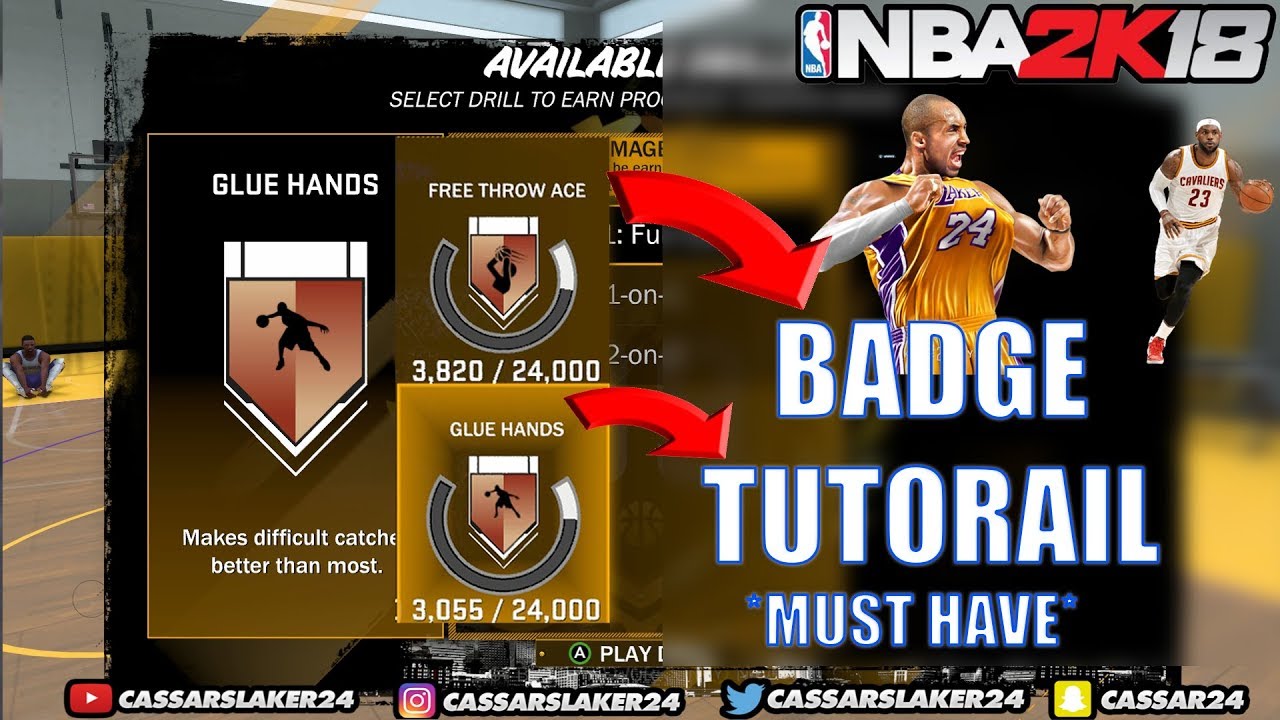 NBA 2K18 BADGE TUTORAIL - HOW TO UNLOCK GLUE HANDS & FREE THROW ACE ...