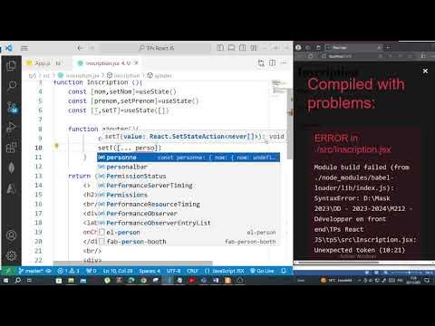 React js - Part8 - Exercice 1 séance 8 Formulaire et useState (suite) - YouTube