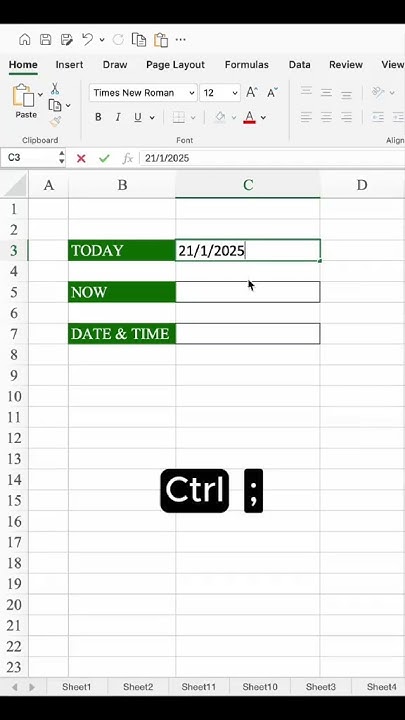 today,Now,Date & time Excel shortcut formula.#exceltricks. #MGFComputer,#subscribemychannel ...