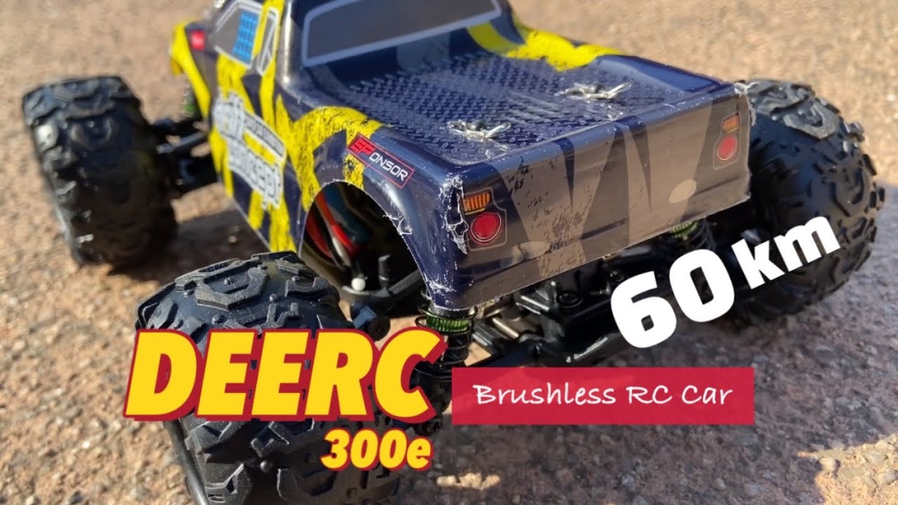 [입문용RC카] "가성비 몬스터 트럭!" DEERC 300E, 60KM, 1:18 스케일 /40분주행/ 방수 브러쉬리스 모터 ...