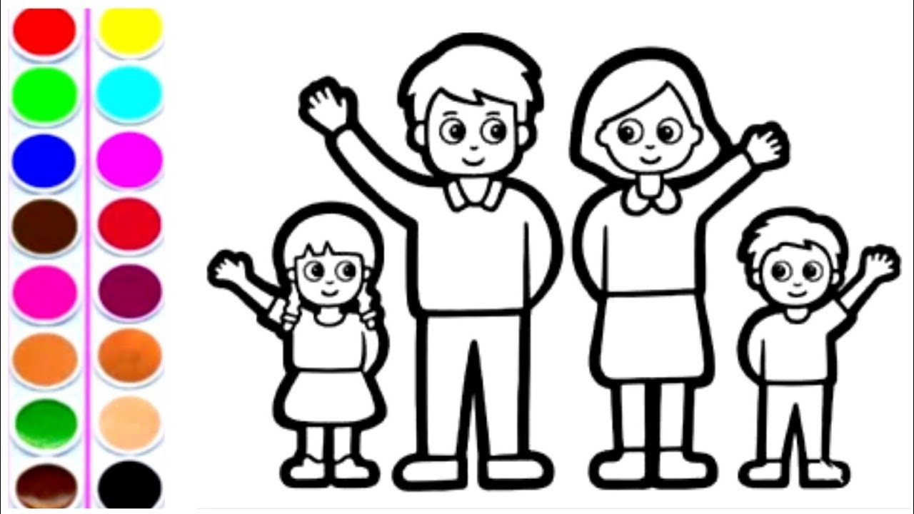 Happy family picture drawing for kids and Toddlers||Parents and kids ...