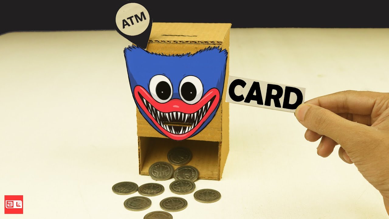 Cardboard ATM Machine with Huggy Wuggy | How to make Cardboard Coin ...