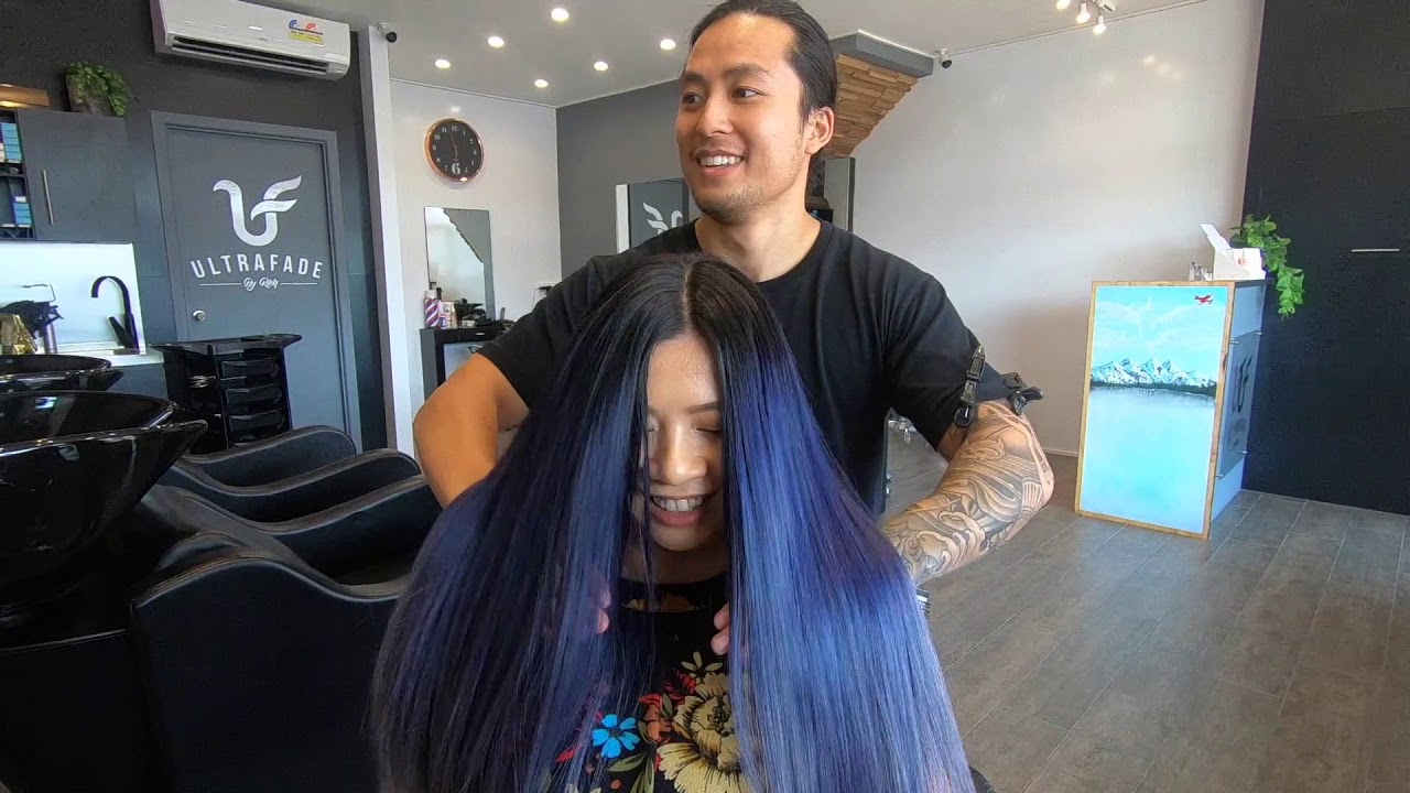 Metallic Blue Hair Transformation - YouTube