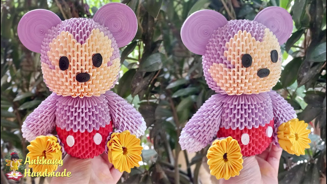 3d origami Mickey mouse tutorial P1 / DIY paper Mickey mouse toy , home ...