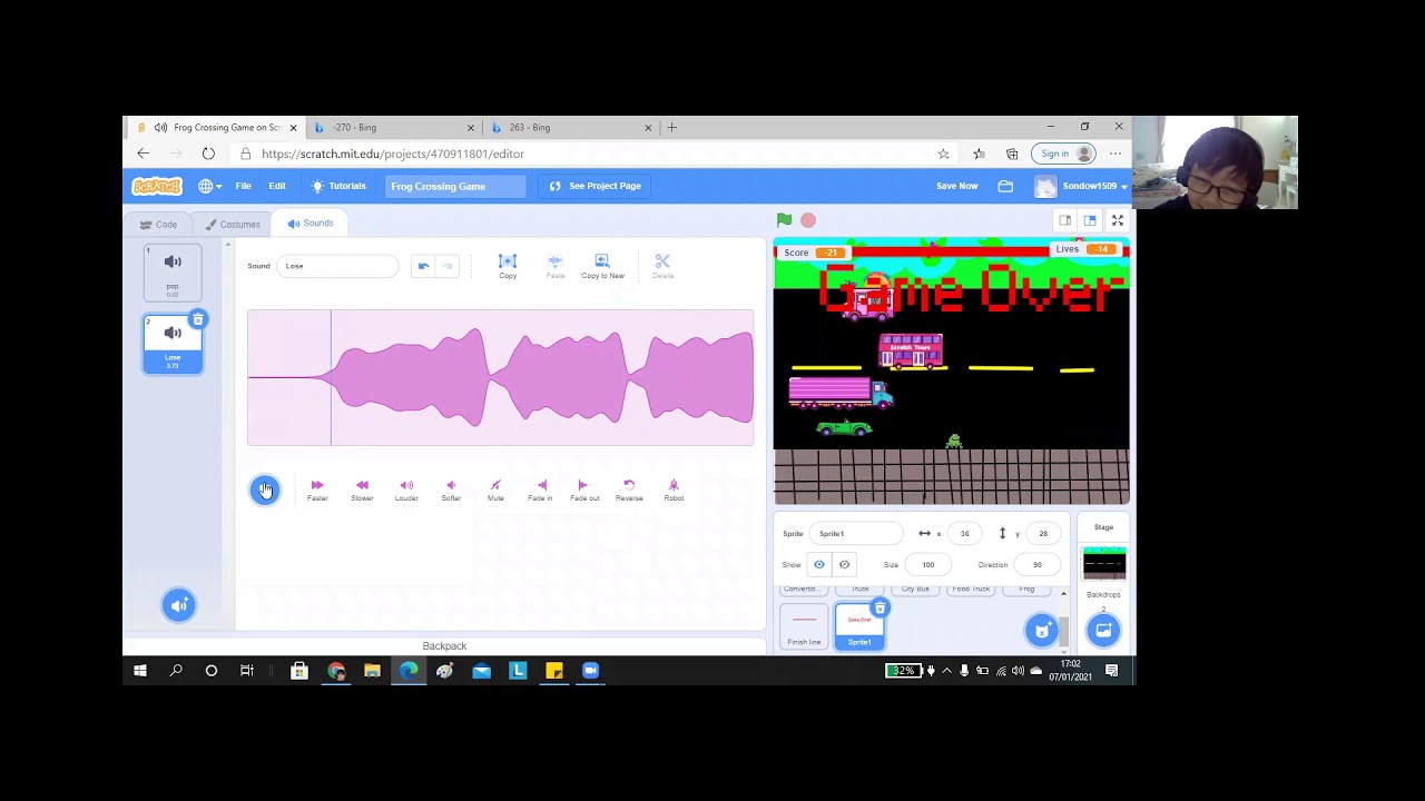 Scratch Frog Crossing Game by Josh (7 years old) Part 5 Final - YouTube
