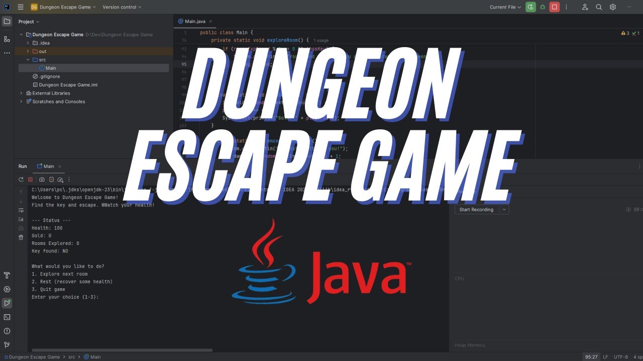Java for Beginners: Create a Text-Based Dungeon Escape Game | Easy Tutorial - YouTube