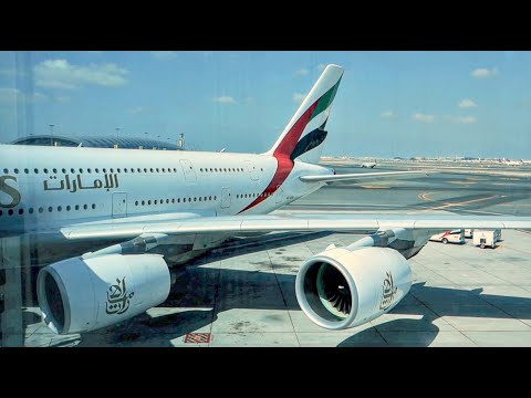 Emirates Airbus A380 / Dallas Ft Worth to Dubai / Business Class - YouTube
