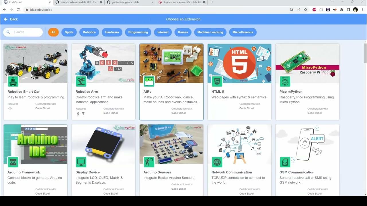 Load External Extensions In Codeskool Scratch Sheeptester Or Xcratch Format Youtube