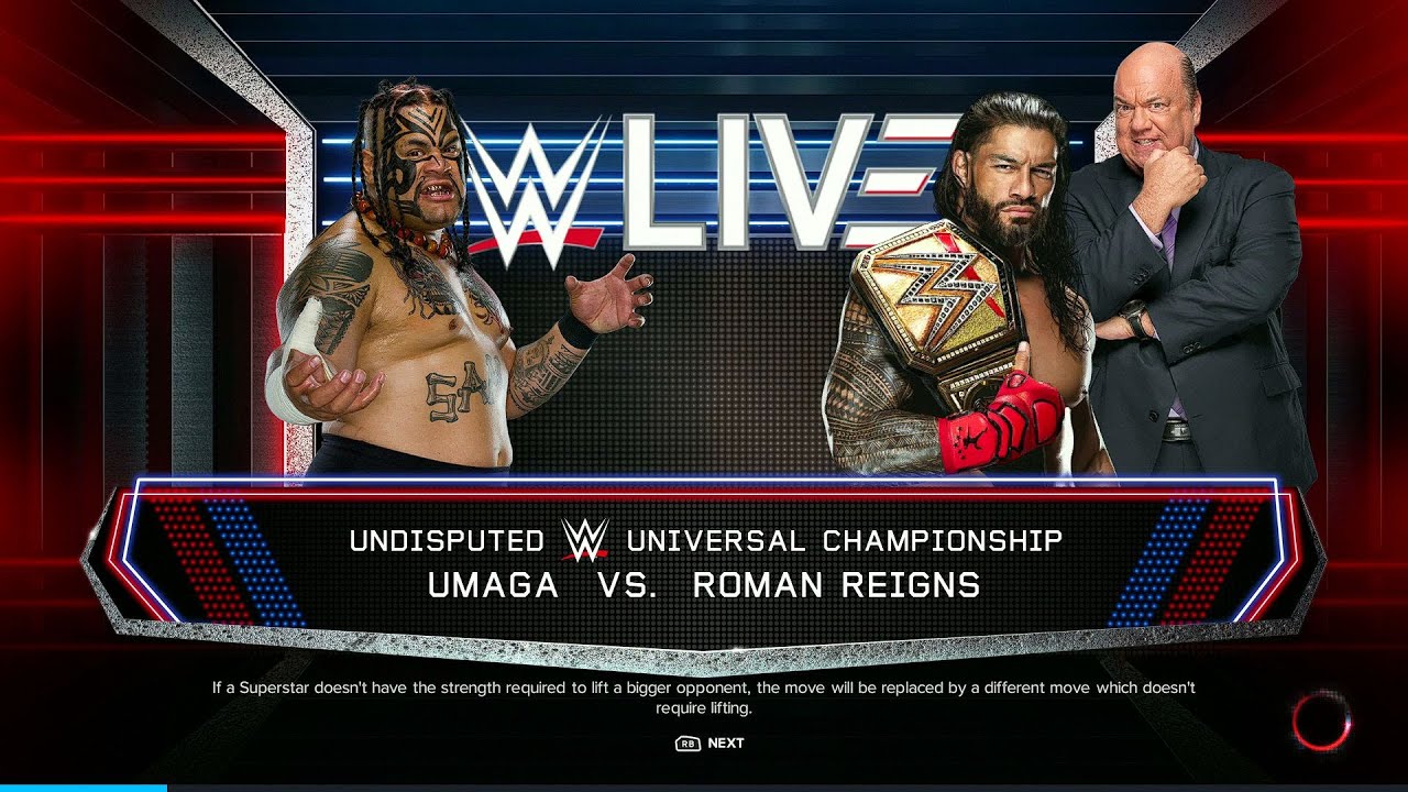 "🔥 WWE 2K23 FULL MATCH — Umaga vs. Roman Reigns — Undisputed WWE ...