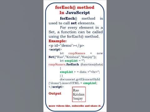 foreach() method in javascript @ensolutions5210 #javascript #split #javascripttutorials - YouTube