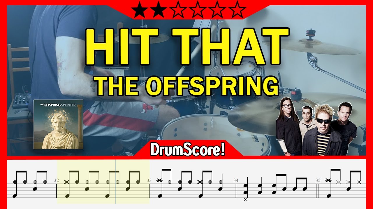 Hit That - The Offspring | Play-Along Drum Cover with Sheet Music - YouTube